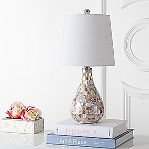 JONATHAN Y JYL1024A Mona 20.5" Mini LED Table Lamp, Cottage, Coastal, Transitional, Modern, Elegant, Office, Living Room, Family Room, Dining Room, Bedroom, Hallway, Foyer, Seashell