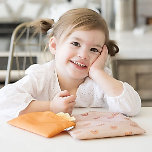 Tiny Twinkle 5 Pack Reusable Snack Bags - Machine Washable, PFAS, PVC, BPA, Phthalate-Free Reusable Baby and Toddler Food Safe Snack Bags (Boho Rainbow)