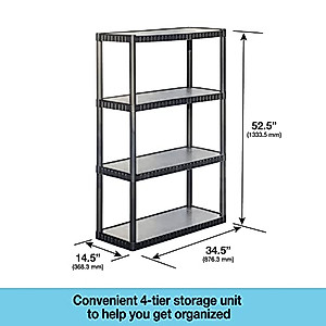 BLACK+DECKER Shelving Unit, Medium Duty Storage Shelving Unit, Garage Organizer, Indoor and Outdoor, Black (1-Pack, 14"x34")