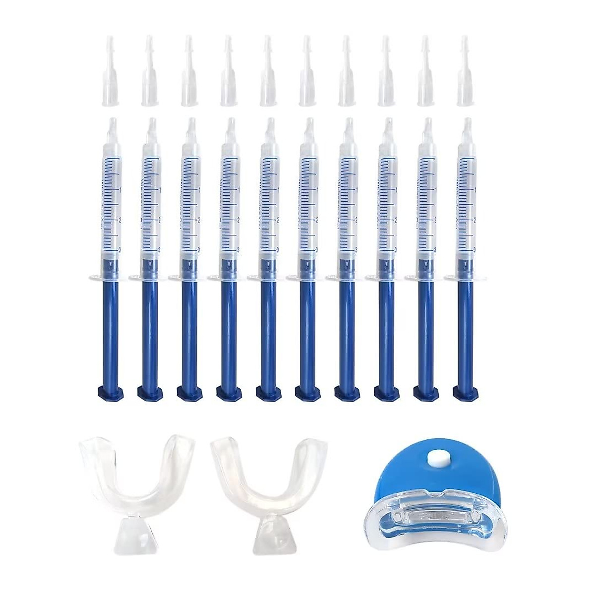 Teeth Whitening Kit (10) Gel (2) Trays (1) White LED Light Best Dental No Animal Byproducts