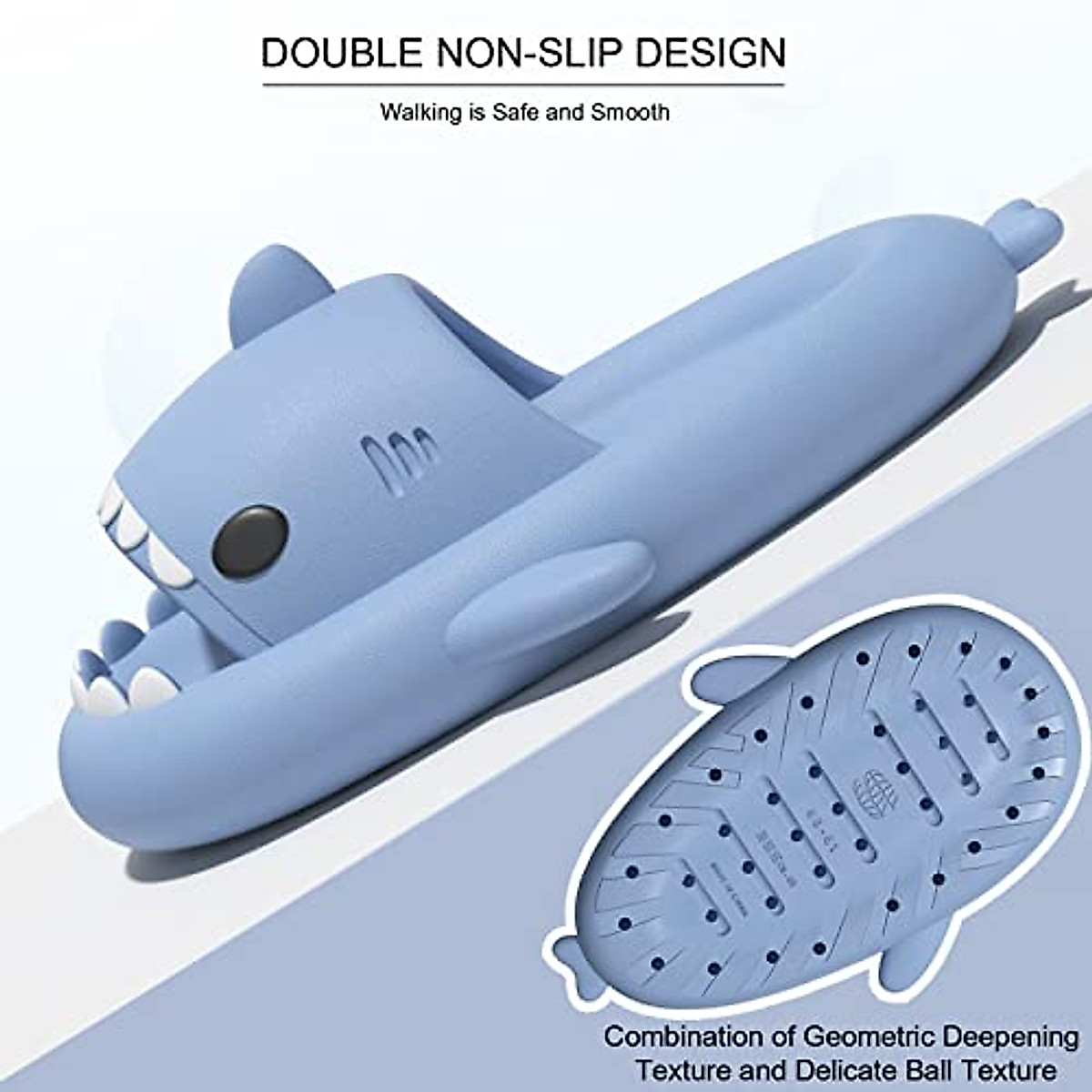 EECH Boys Girls Cloud Shark Slides Kids, 2023 Big Kid Shark Slippers, Upgraded Thick Sole Shark Sandals Shark Shoes Non-Slip for Kids Outdoor Indoor Summer(Blue, 10-11 Little Kid)