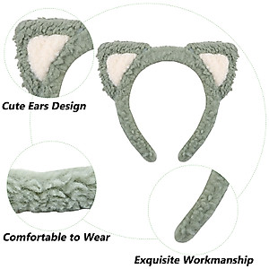 Ondder 3 Pack Car Ear Headbands for Women Cute Spa Headband for Washing Face Cat Ear Skincare Headbands Face Wash Skincare Makeup Shower Headband Head Bands for Women (White, Green, Navy Blue)