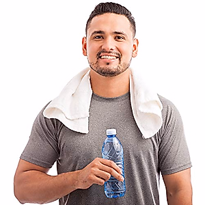 TALVANIA Washcloths Towels 24 Pack Super Absorbent Terry Towel 100% Ring Spun Cotton White Wash Cloth with Border Design Ideal for Face Wash Multi-Purpose Gym Spa Home Bath Towel 12"X12"