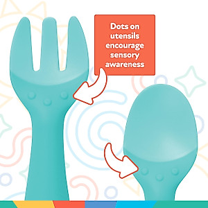 Nuby Silicone Easy Grip Fork & Spoon Set, 12+m in Aqua