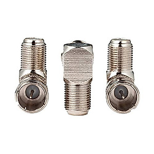 Ancable 3-Pack Right Angle F Type Adapters, F-Pin Quick Push On Male to Female 90 Degree Connector for Wall Mounted TV,Wall Plate, Cabinet, RV TV and Coax Coaxial Cable Connection