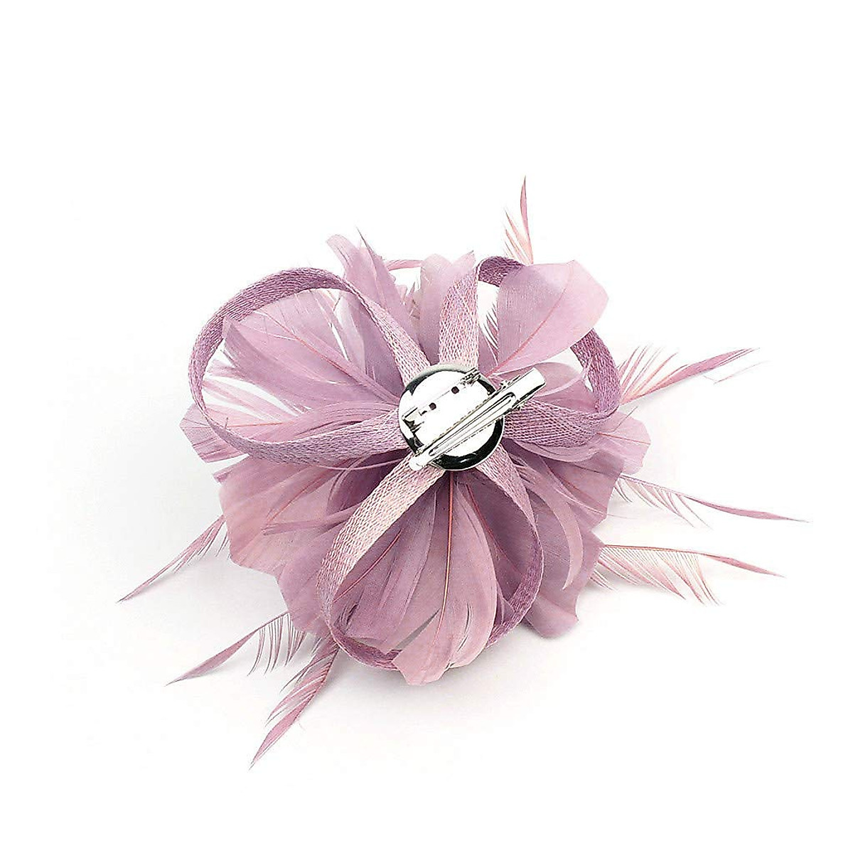 Digood Feather Fascinators Womens Flower Hat for Cocktail Ball Wedding Headband,Workout Yoga Headwraps for Running Fitness(Hot Pink,One Size)