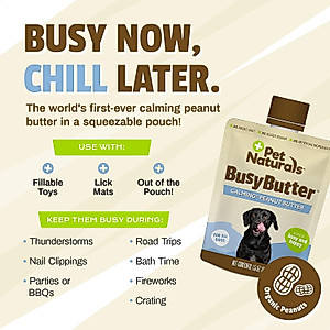 Pet Naturals BusyButter Easy Squeeze Calming Peanut Butter for Dogs, 6 Pouches & Calming Treats for Dogs, 30 Chews