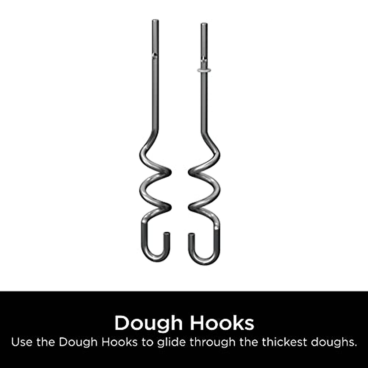 Ninja XSKDOUGHHK Foodi Dough Hooks for Power Mixer System (CI100 Series), Stainless Steel