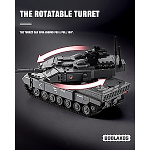 BOOLAKOS Leopard 2A7+ Tank Building Block, Military Army WW2 Tank Model Kit, Construction Set Gift Giving Toys for Teens and Adult (898 PCS)