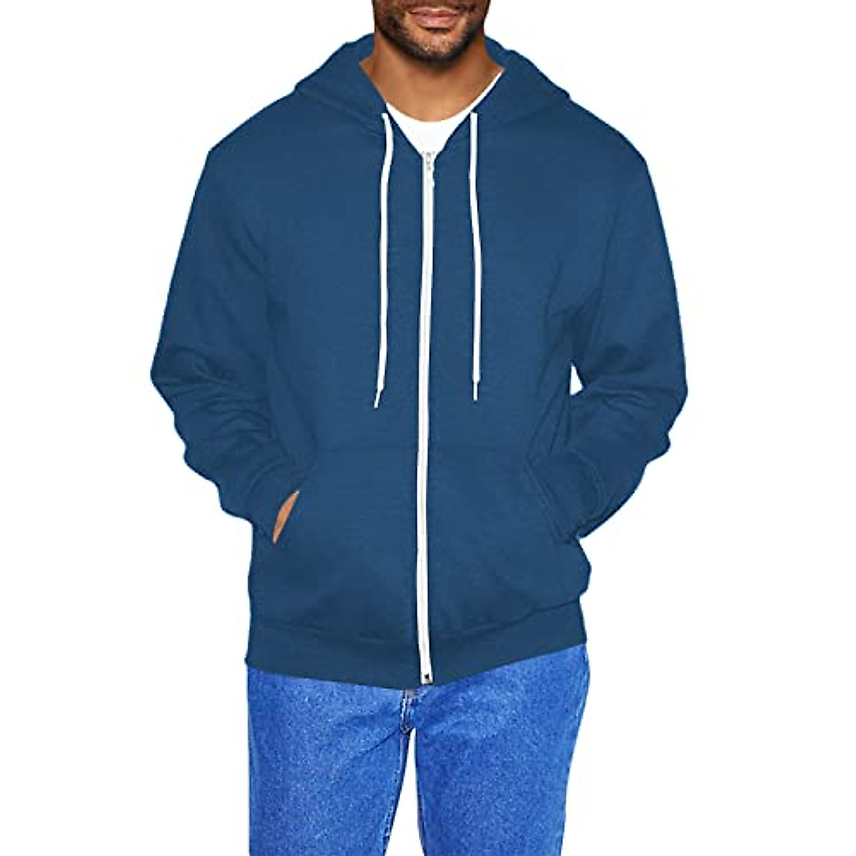 American Apparel Men's Flex Fleece Long Sleeve Zip Hoodie, Sea Blue, 2X-Large