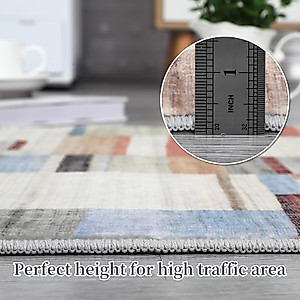 GlowSol Washable Rug Modern Area Rugs 9x12 Living Room Abstract Geometric Bedroom Rug Multi Rug Carpet Large Area Rug for Office Non Slip Throw Rugs for Dining Room Classroom Multi 9'x12'