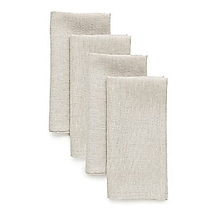 Solino Home Linen Napkins Set of 4 – Light Natural 20 x 20 Inch – 100% Pure Linen Summer Dinner Napkins – Machine Washable and Handcrafted from European Flax – Athena