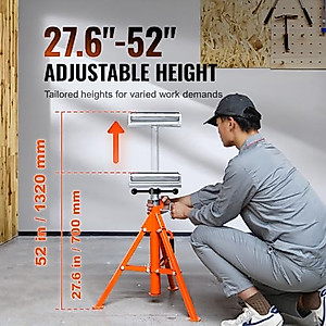 VEVOR Roller Stand, Heavy Duty 2500 LBS Load Capacity Tool Stand - 28"-52" Height Adjustable - Foldable Space-Saving Design - for Woodworking and Metalworking Long Boards, Metal Pipes or Bars