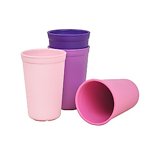 Re-Play Made in USA 10 Oz. Open Cups for Toddlers, Set of 4 - Reusable and Stackable Toddler Cups for Easy Storage - Dishwasher/Microwave Safe Kids Plastic Cups, 4.75" x 3.25", Princess