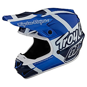 Troy Lee Designs SE4 Polyacrylite Midnight Motocross Helmet - Full Face Offroad Motorcycle Dirt Bike ATV Powersports Dual Sport Racing Helmet - Boys Girls Kids (Blue, LG)