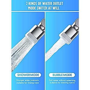 Faucet Extender, 1080 Degree Swivel Faucet Aerator, Large-Angle Rotating Splash Filter Faucet with 2 Water Outlet Modes, Bathroom Rotatable Multifunctional Extension Faucet for Washing Eye/Hair/Face