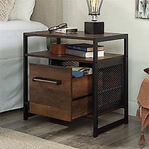 Sauder Briarbrook Engineered Wood/Metal Night Stand in Barrel Oak