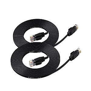 Cat 6 Ethernet Cable Black 10ft (2 Pack)(at a Cat5e Price but Higher Bandwidth) Flat Internet Network Cable - Cat6 Ethernet Patch Cable Short - Cat6 Computer Cable with Snagless RJ45 Connectors
