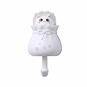 AINIJIA&HOLO Cute Cat in Bag Coat Hook,Key Hook, hat Hook, Towel Bag Scarf Wall Hook,Decorative Wall Hook Wall Hanger Holder for Hanging Coats, Keys, Hats, Luggage and Towels