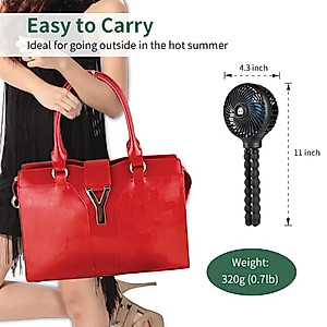 snawowo Mini Handheld Personal Portable Fan, Baby Stroller Fan, Car Seat Fan, USB or Battery Powered, with Flexible Tripod Clip on Student Bed Desk Bike Crib Treadmill Camping Traveling(Black)