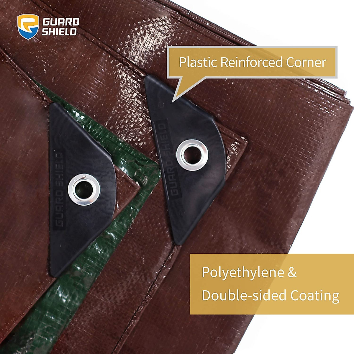 GUARD SHIELD Brown/Green Tarp 12x12 Feet Medium Duty Outdoor Waterproof Multi Purpose Poly Tarps Cover 7mil