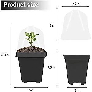 EBaokuup 30PCS Plant Nursery Pots with Humidity Dome, Small Plastic Square Flower Pot Planting Container, Plastic Gardening Pot