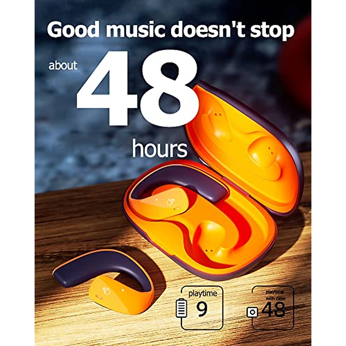 Open Ear Headphones Wireless Bluetooth Running Open Ear Clip Earbuds with Earhooks Air Bone Conduction Headphones Bluetooth Waterproof Over The Ear Wireless Wrap Around Earbuds for Gym Workout Sport