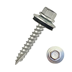 EAGLE 1 Metal Roofing Screws #10 - Painted Hex Head Self-Tapping Screws with EDPM Rubber Washer for Metal to Wood, Vinyl, Small Sheet Metal - Free Magnetic Driver (Zinc, 2 Inch, 500)