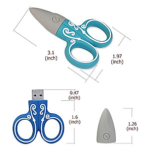 LEIZHAN Cute USB Flash Drive 32GB, 3 Pack Scissors Design Computer Memory Stick USB 2.0 Pendrive for Teachers, Students, Family and Friends