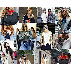 JERLA Women's Men's Small Square satin 100% Real Mulberry Silk Scarfs paisley Hair head face scarf 21" x 21" (Paisley black)