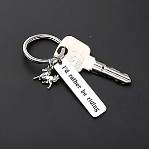 Gzrlyf Horse Keychain I'd Rather be Riding Horse Equestrian Gifts for Horse Lovers(Keychain)