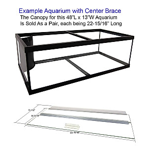 Glass Canopy Two Piece Set for Aquariums with Center Braces, (Tank with Center Brace, 48" L x 13" W)