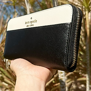 Kate Spade Staci Large Zip Around Continental Wallet Black White