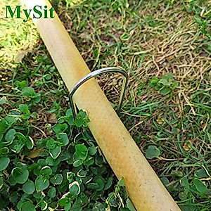 MySit 24 Pack 6 Inch Garden Stakes Heavy Duty 11 Gauge Galvanized Yard Staples U Pegs Fences Drip Irrigation Securing Stakes Loop Stake for Anchoring Lawn Drippers Soaker Hose