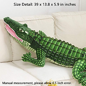 MMTTAO Alligator Plush Toy Realistic Crocodile Stuffed Animal 39 Inch Jumbo Animal Stuffed Soft Plushies Cute Dolls Collection Huggable Throw Pillow Cushion Gift for Kids Children Boys Girls, 39Inches