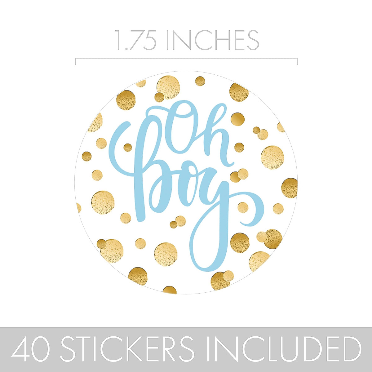 Blue and Gold It's a Boy Baby Shower Favor Stickers, 1.75 in. Thank You Stickers & Envelope Seals - 40 Labels