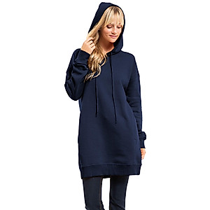 Design by Olivia Women's Casual Oversized Fleece Hoodie Sweatshirts Loose Pullover Tunic Fall Outfits S~3X Navy Blue ML