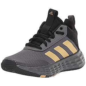adidas Own The Game 2.0 Basketball Shoe, Grey Five/Matte Gold/Core Black, 2 US Unisex Little Kid