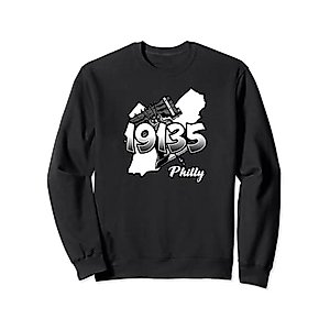 Philadelphia Silhouette with Zip Code 19135 and Liberty Bell Sweatshirt