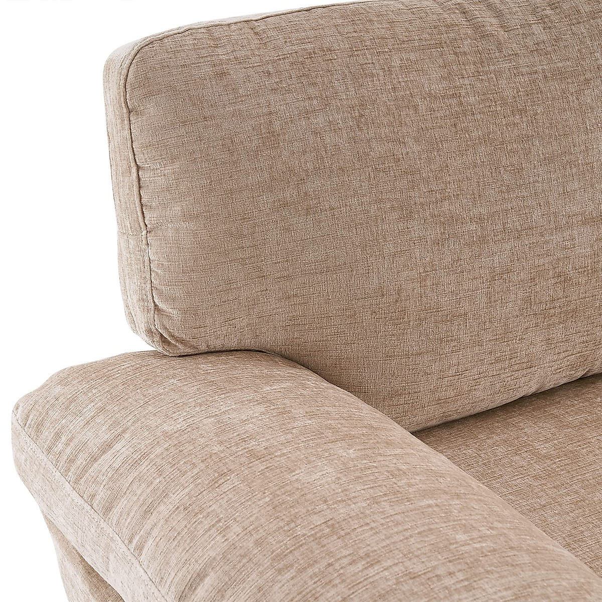 POULEII Sectional Sofa,Modern U-Shape Modular Sectional Sofa Sleeper Couch with Chenille Fabric and Gold-Plated Feet for Living Room, Apartment, Office,Camel