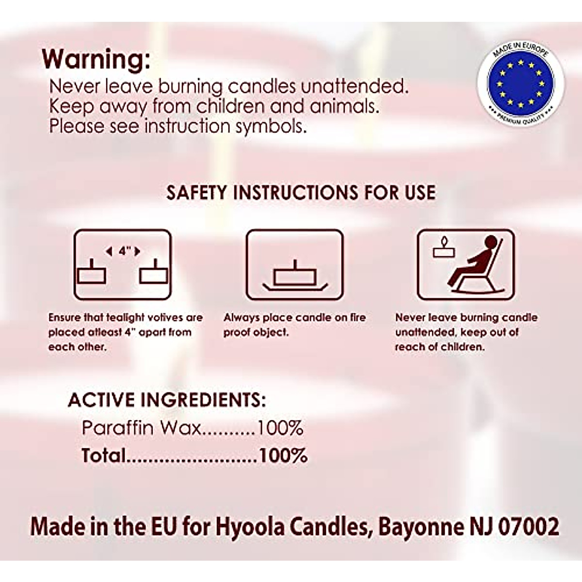 Hyoola Tea Lights Votive Candles Pack of 50 - White Votive Candles Bulk in Clear Plastic Cup - 7 Hour Burn Time Unscented Votive Candles - European Made