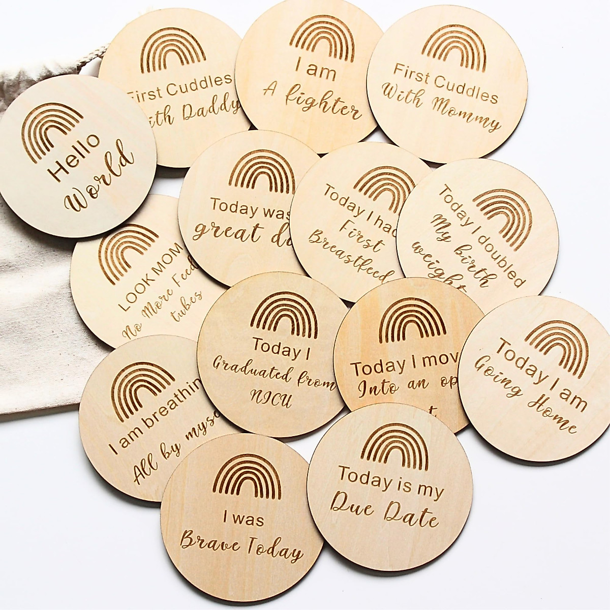 NICU Milestone Cards | NICU Mom Gifts | Nicu Baby Essentials | NICU Milestone Cards boy | Beautifully Handcrafted Natural Wood | NICU Baby Milestone Signs | Gender Neutral