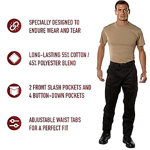 Rothco Tactical BDU Pants Mens Utility Hiking Workwear Cargo Pants, Black, Large