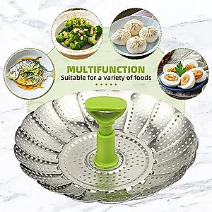 Sihuuu 1 piece Steamer Basket, 5.5" to 9" Stainless Steel Vegetable Steamer Basket,Folding Expandable Steamers for Steaming Cooking