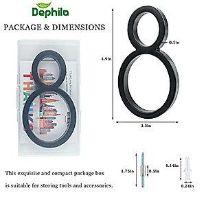 DEPHILA 5 Inches Metal House Numbers for Outside, Modern Floating House Address Numbers for Wooden Door Mailbox with Hardware Kits & Instructions, Black Rust-proof Waterproof Coating, 911 Visibility Signage