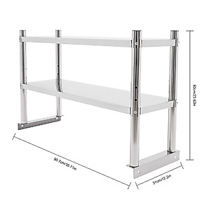 Rosyouth 2 Tier Stainless Steel Shelving, Adjustable Storage Shelf Metal Storage Rack, 12" x 36" Multipurpose Metal Storage Utility Rack Shelf for Laundry Garage Bathroom Pantry Closet Office