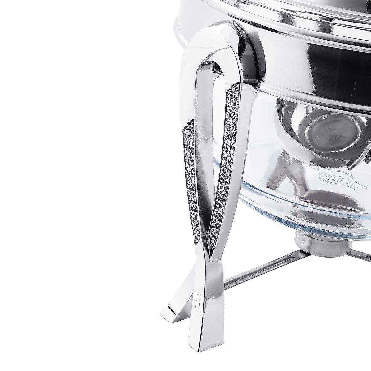 ORDINNER KIT Chafing Dish Buffet Set Stainless Steel Frame Chafing Dishes Glass Dish Server Food Warmer for Parties 4.1L