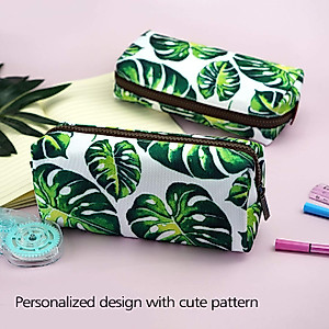 LParkin Tree Leaves Large Capacity Canvas Pencil Case Pen Bag Pouch Stationary Case Makeup Cosmetic Bag Gadget Box