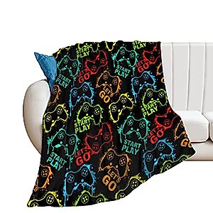 Kathonex Gamepad Weapon Gamer Gaming Ultra Soft Flannel Blanket for Kids Adults Lightweight Cozy Plush Blanket for Sofa Couch Living Room, Throw Blanket for Travel Airplane Camping, 50"x40"