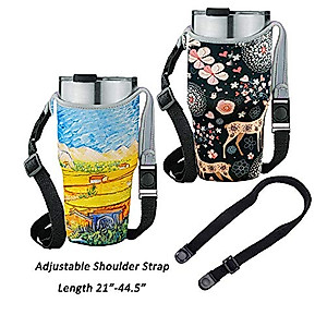 TuNan Tumbler 30oz Carrier Holder Pouch with Shoulder Strap, Fit for YETI, Rtic, Atlin, Ozark Trail, Rambler 30 oz Insulated Tumbler Coffee Cup, Neoprene Sleeve with Carrying Handle - 2 Styles